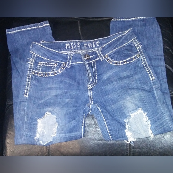 Miss Chic Jeans | Jeans | Miss Chic Distressed Denim Embellished ...